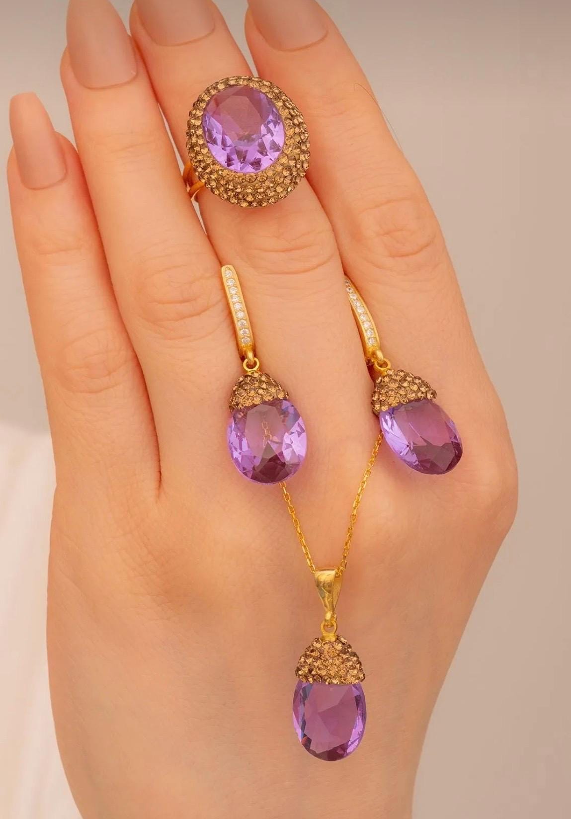 Amethyst Set, Authentic Set, Handmade Set Women, Turkish Handmade ...
