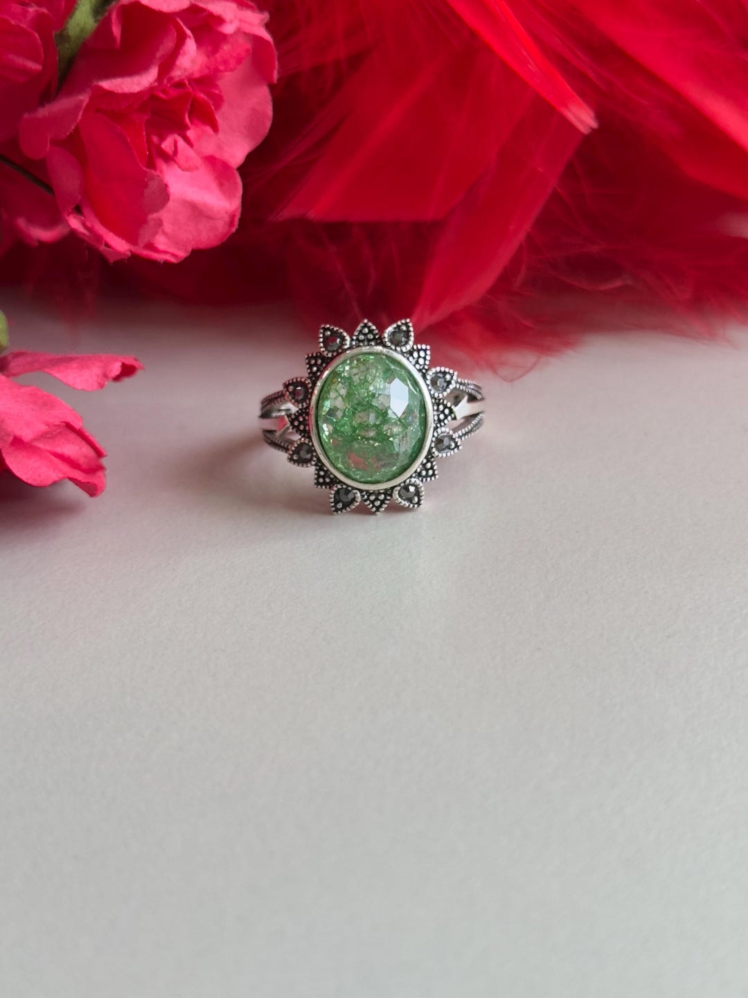 Emerald Quartz Ring, Ladies Ring, Handmade Ring, Turkish Handmade Ring ...
