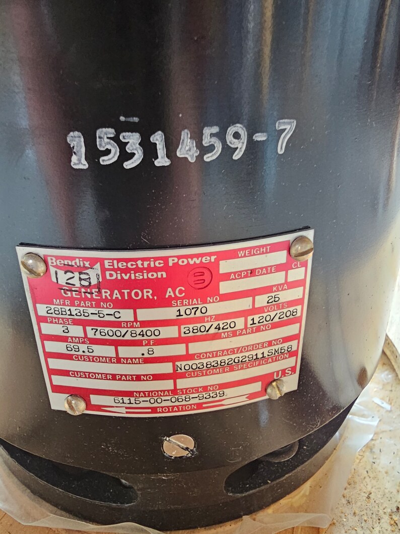 Bendix Electric Power Generator 28B135-126A - Etsy