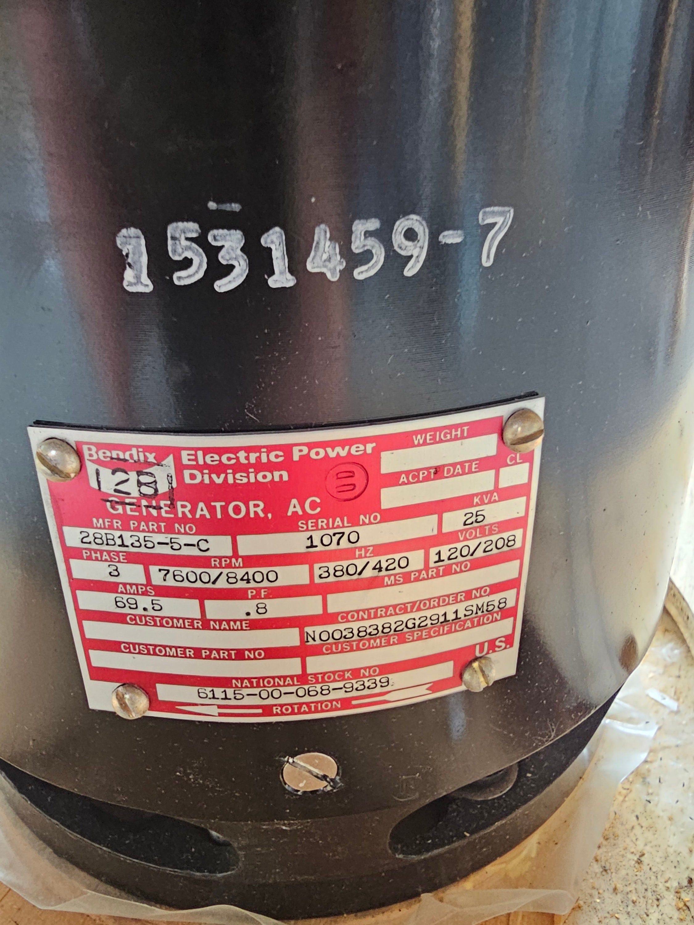 Bendix Electric Power Generator 28B135-126A - Etsy