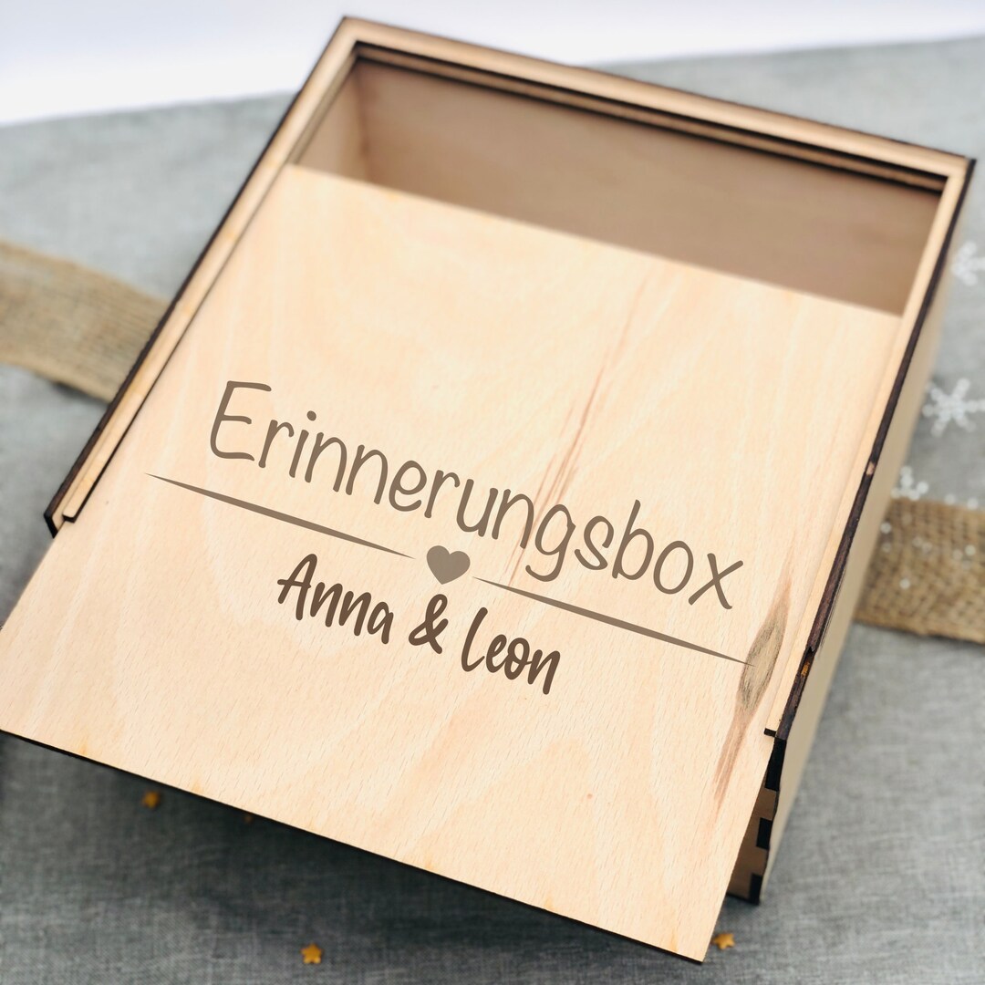 Wooden Box With Sliding Lid - Memory Box - Wooden Box for Children ...
