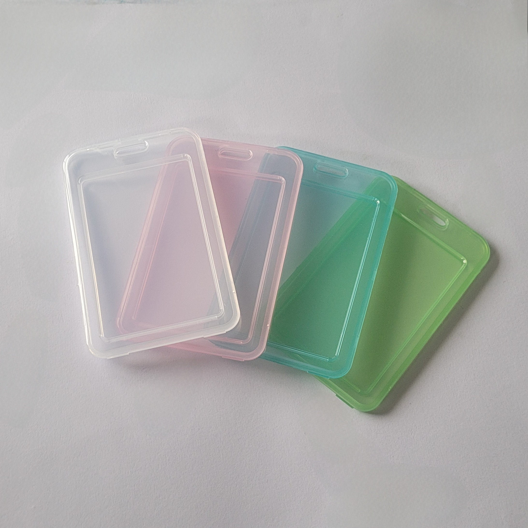 Plastic ID Card Holder (clear, Pink, Blue, Green) [1 Qty] - Etsy