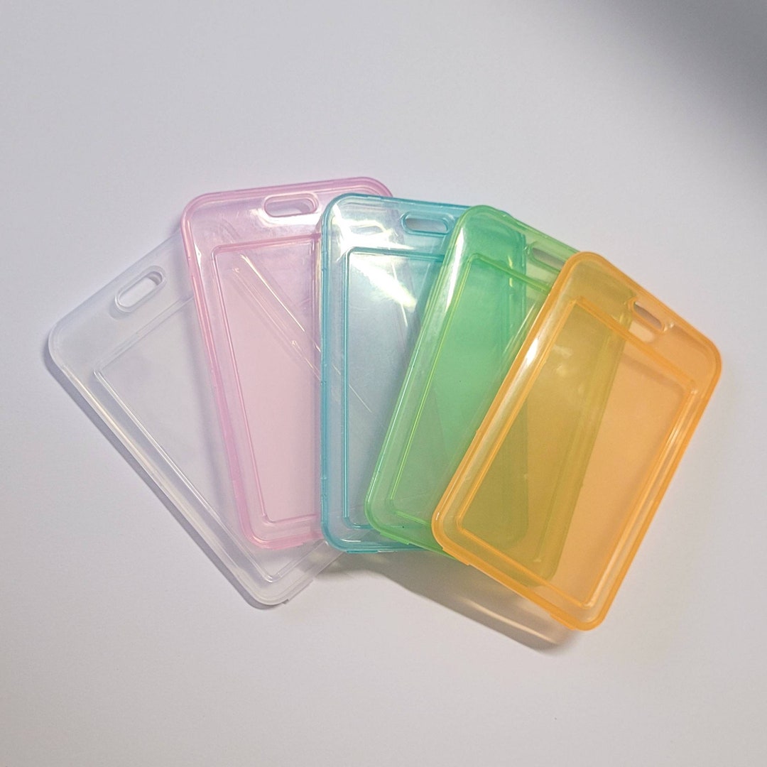 Plastic ID Card Holder clear, Pink, Blue, Green 1 Qty - Etsy