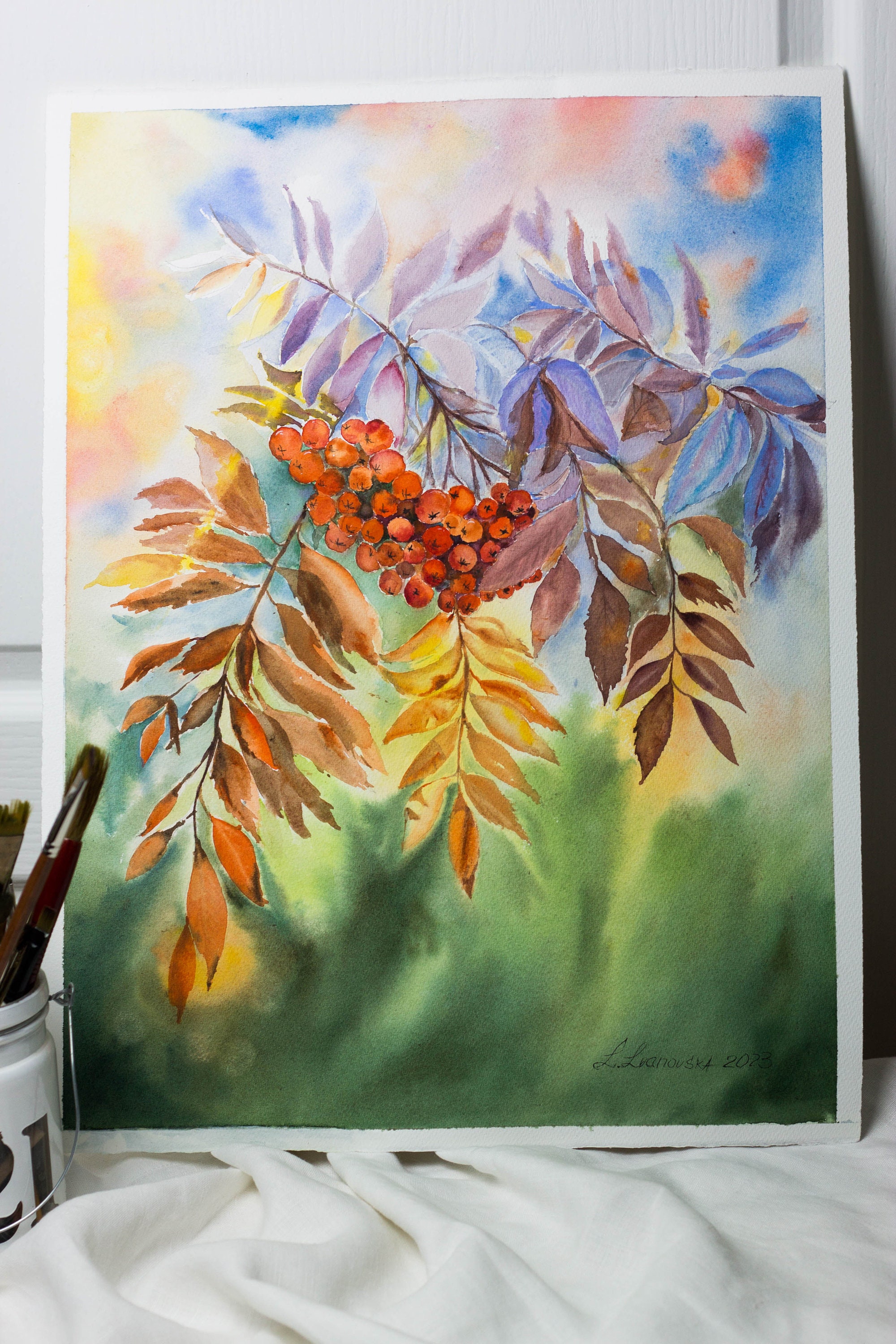 Large Original Watercolor Painting 15x22 Sunny Rowan, Original ...