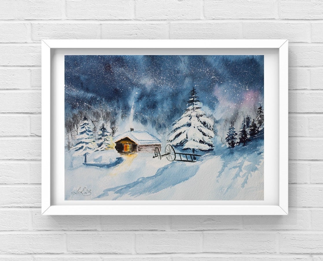 Watercolor Painting Original Winter Scene 9x12 Original Watercolor ...