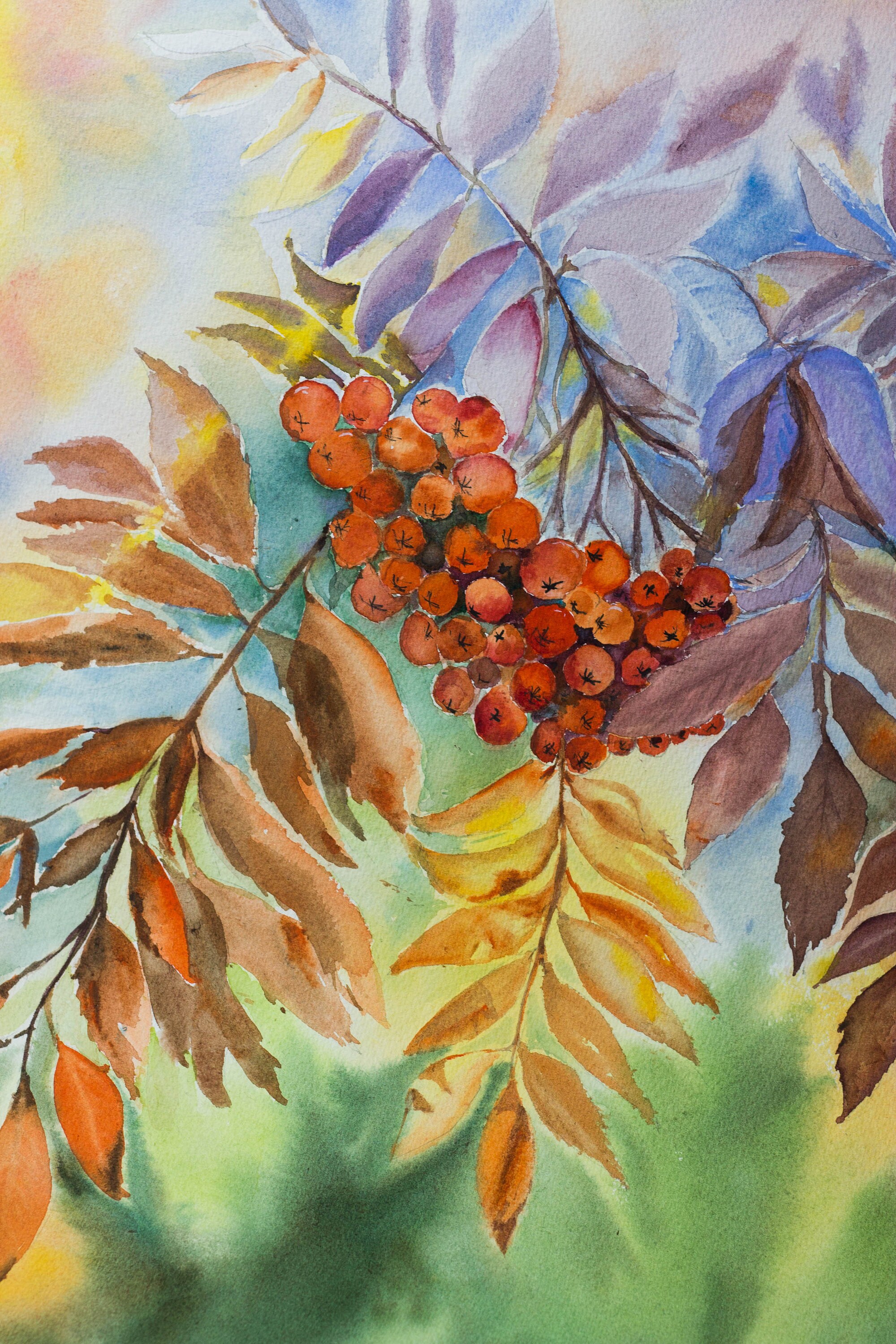 Large Original Watercolor Painting 15x22 Sunny Rowan, Original ...