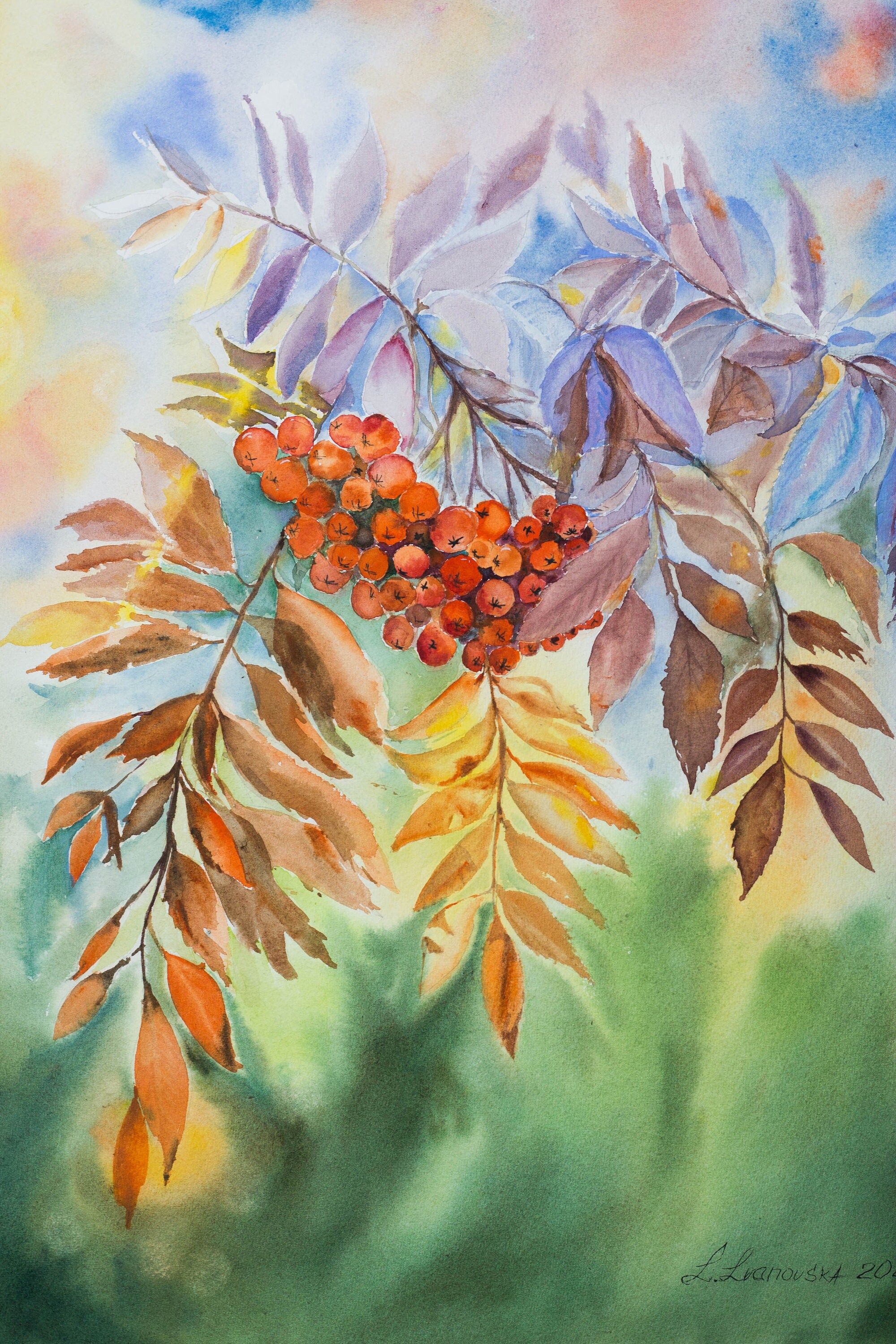 Large Original Watercolor Painting 15x22 Sunny Rowan, Original ...