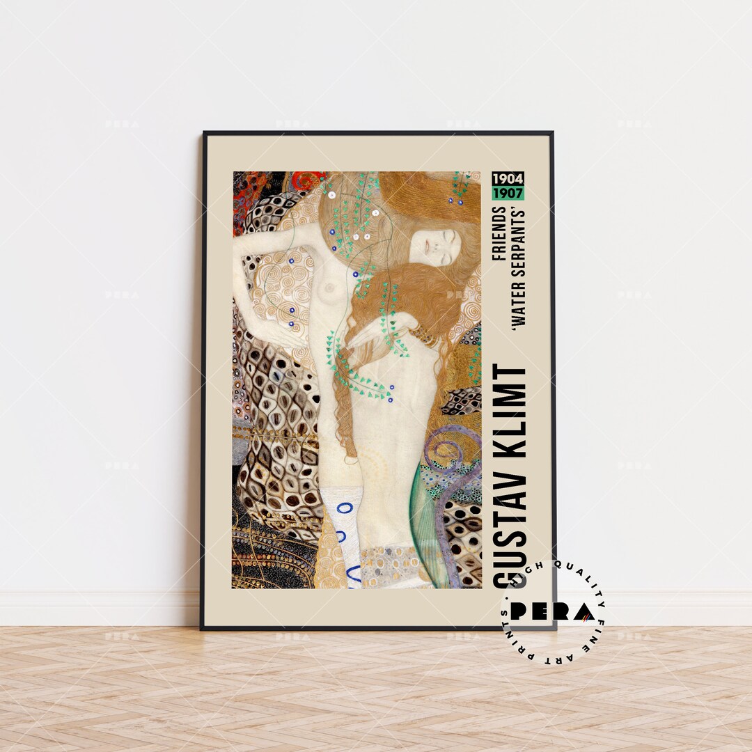 Gustav Klimt Print, Friends, Water Serpants, Exhibition Poster, Vintage ...