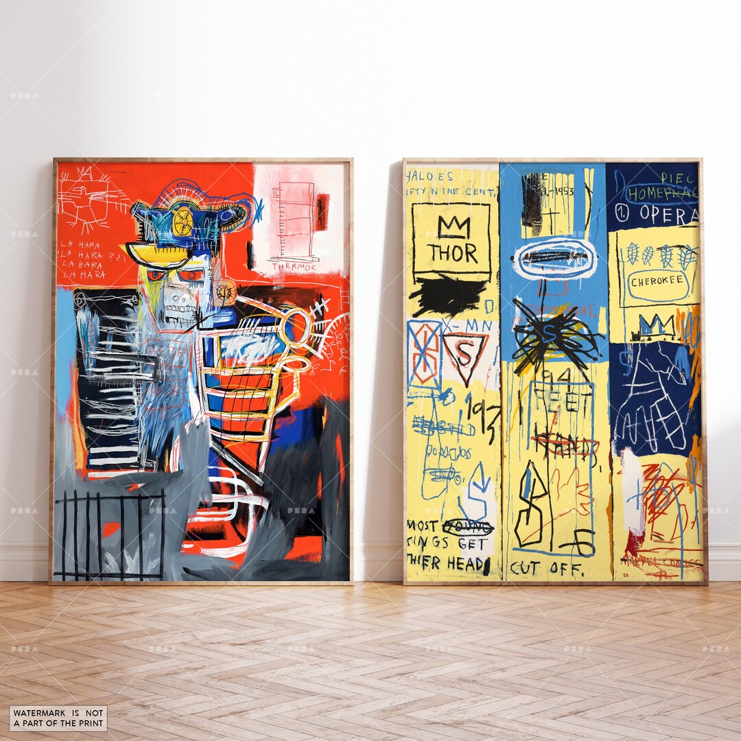 Jean Michel Basquiat Set of 2, Basquiat Print, Street Art, Basquiat Set ...