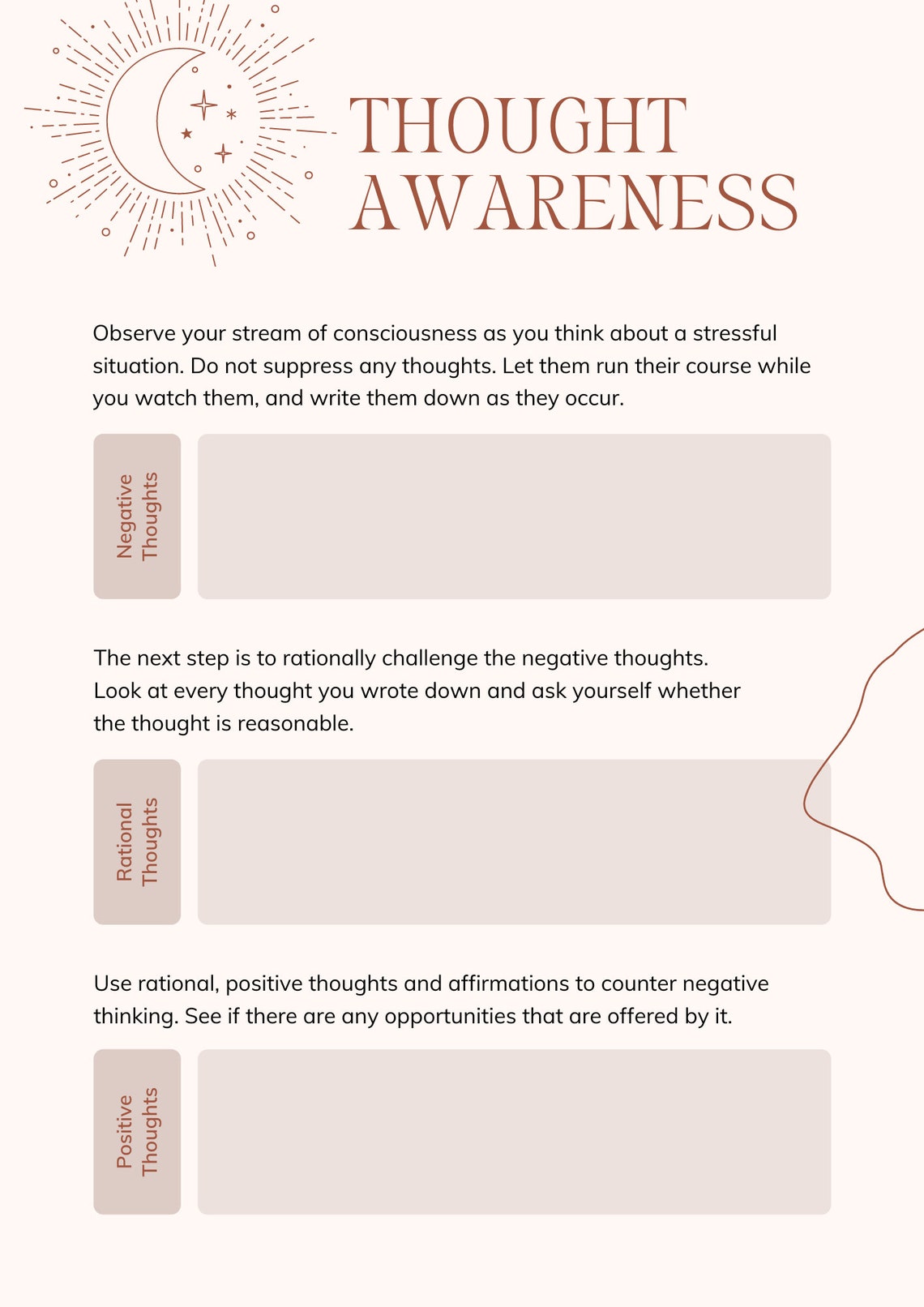 Daily Stress Management Printable Worksheet, Productivity Planner ...