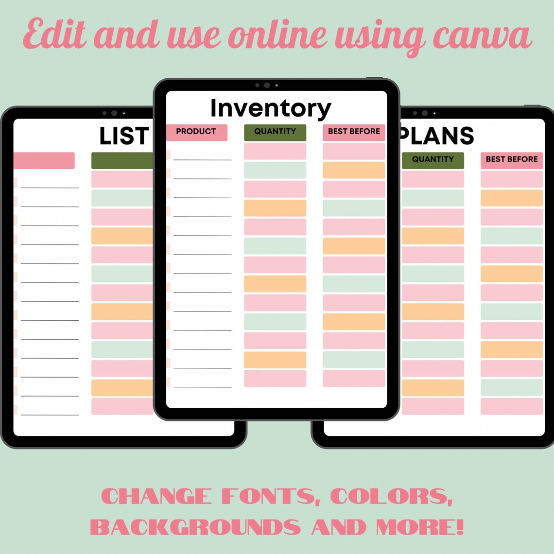 EDITABLE Inventory Tracker Canva Template Small Business Inventory Management Form, Product ...