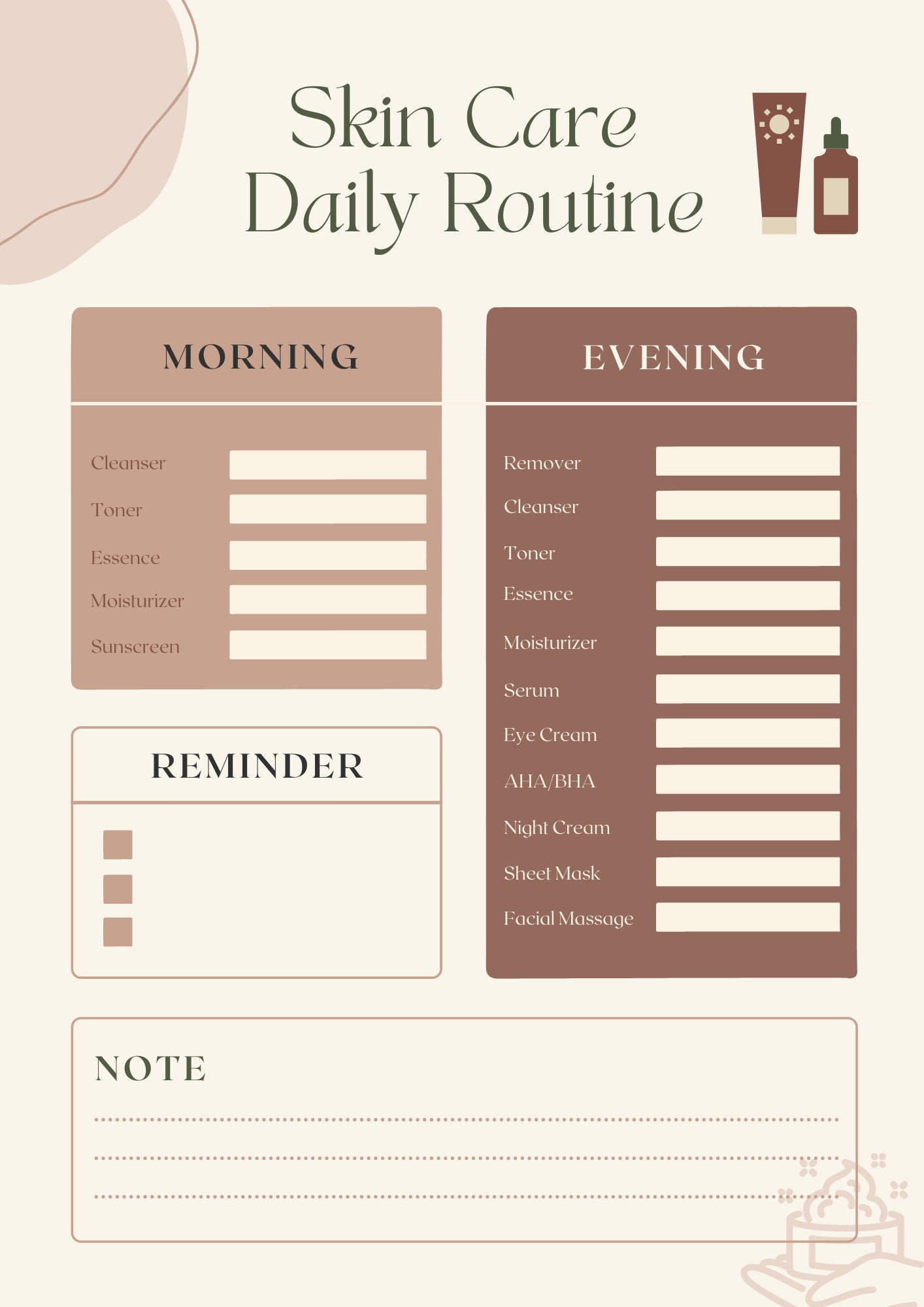 My Beauty Routine Planner Instant Digital PDF Download Print From Home ...