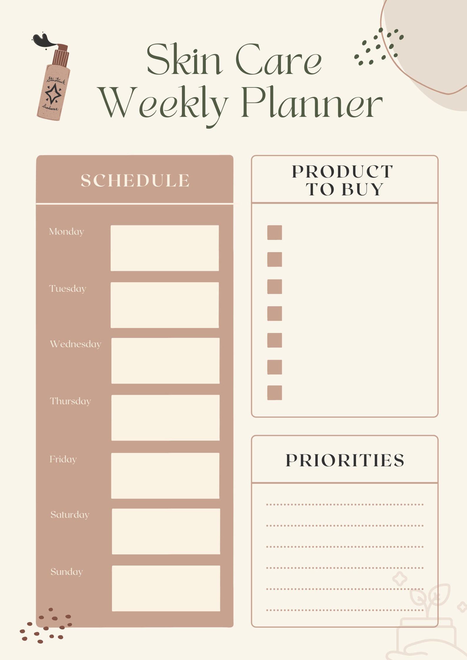 My Beauty Routine Planner Instant Digital PDF Download Print From Home ...