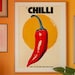 Chilli Wall Art Poster, Red Chilli Poster, Kitchen Print Red Chilli ...