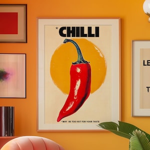 Chilli Poster, Aesthetic Wall Art, Red Wall Art, Trendy Wall Prints ...