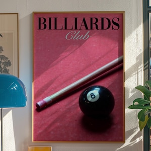 8 Pool Ball Print, Aesthetic Apartment Decor, Preppy Print, Billiards ...