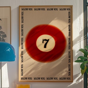 Lucky Number 7 Pool Ball Print: Retro Billiards Poster - Etsy