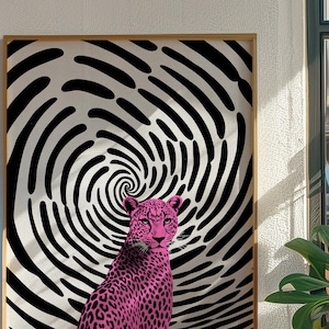 Black Wall Art, Leopard Poster, Bedroom Wall Decor, Trippy Poster ...