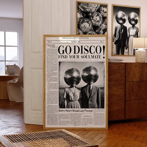 Disco Magazine Poster, 70s Print, Black Wall Art, Party Poster, New ...
