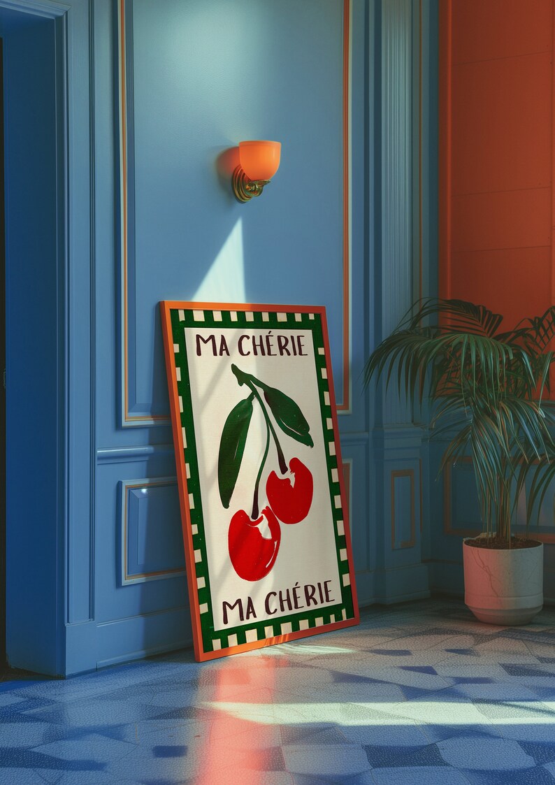 Cherry 'ma Chérie' Poster: Retro Kitchen Wall Art - Etsy