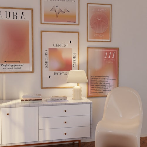 Aura Gradient Trendy Spiritual 555 Energy Wall Poster Set - Etsy UK