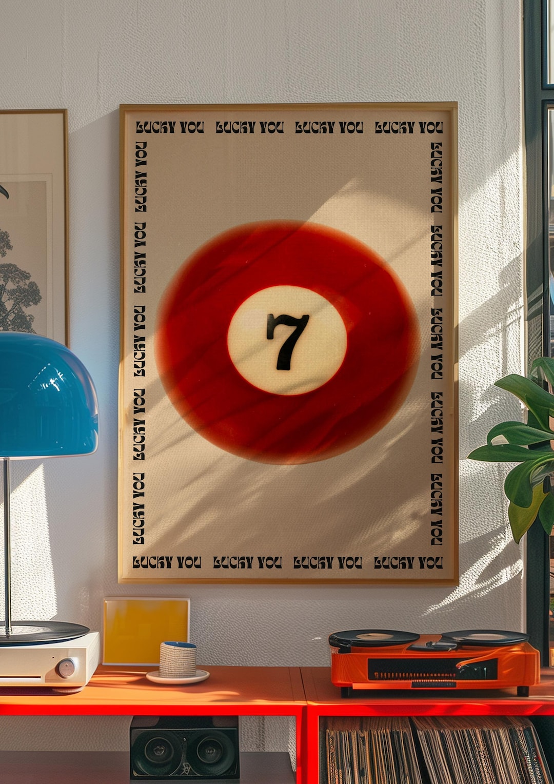Lucky Number 7 Pool Ball Print: Retro Billiards Poster - Etsy