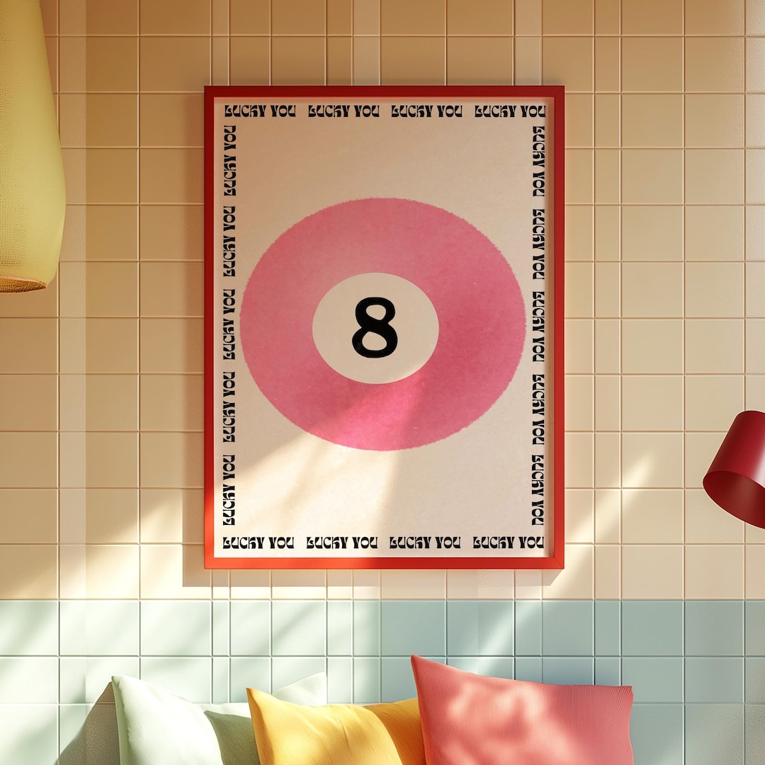 8 Pool Ball Poster, Aesthetic Apartment Print, Preppy Poster, Billiards ...