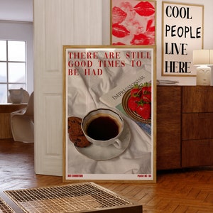 Affirmation Poster, 70s Wall Print, Red Wall Art, Newspaper Poster ...