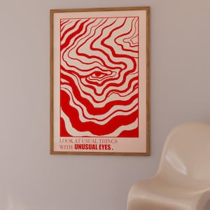 Affirmation Poster, 70s Poster, Red Wall Art, Trendy Wall Art, Hippie ...