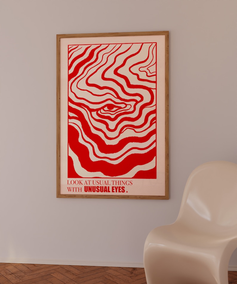 Psychedelic Eye Poster: Retro 70s Red Wall Art (digital Download) - Etsy