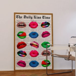 Psychedelic Kiss Newspaper Poster: 70s Retro Wall Art (digital Download ...