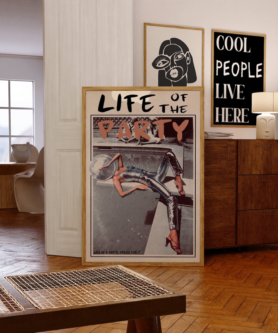 Party Poster, 70s Art, Black Wall Art, Disco Ball Print, Psychedelic ...