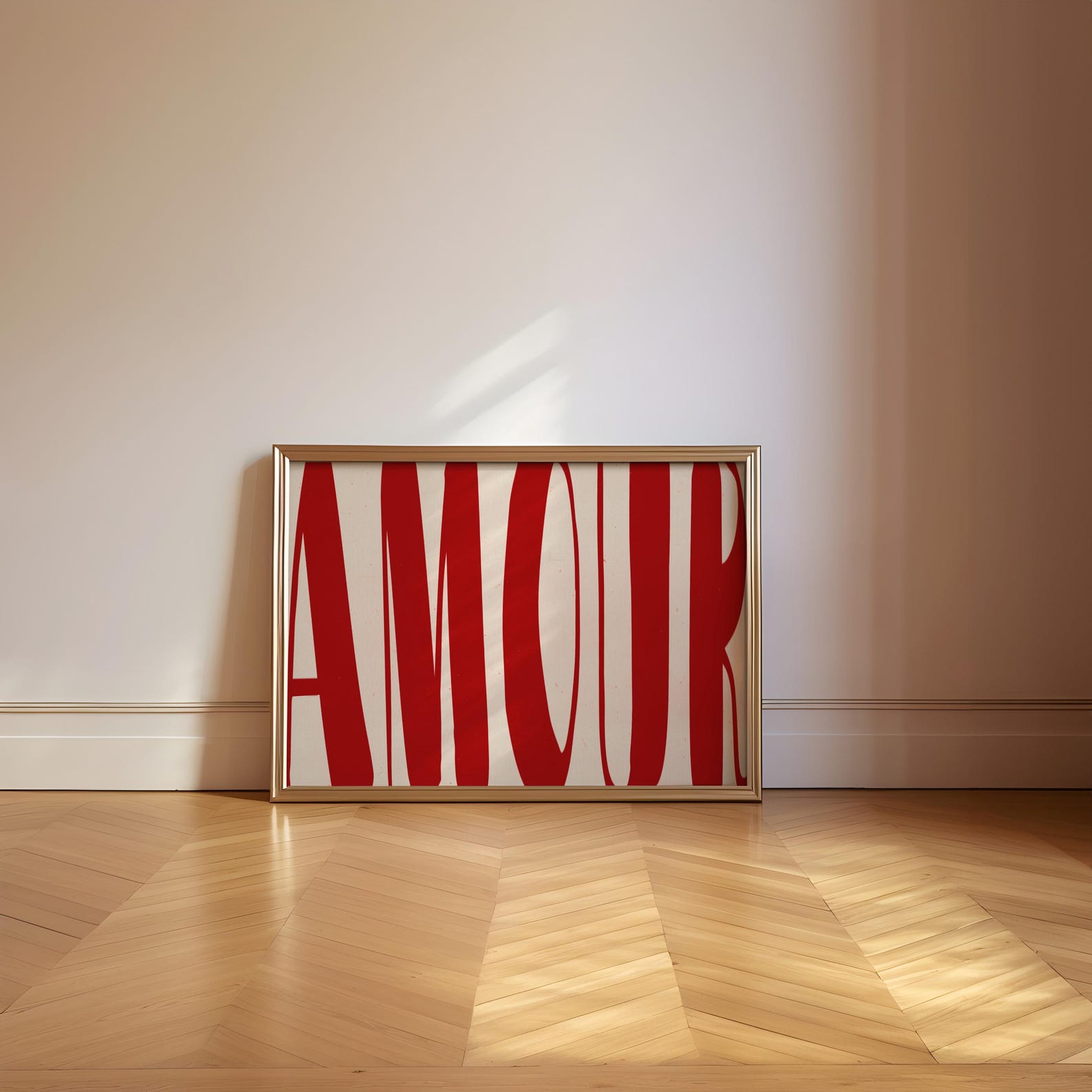 Amour Love Letter Print: Kitsch Red Typography, Trendy Wall Art ...