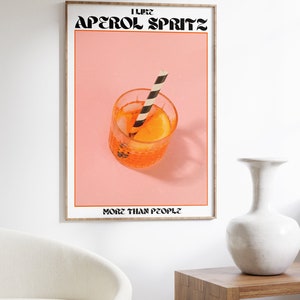 Aperol Spritz Poster, Retro Wall Art, 70s Print, Bar Wall Decor ...