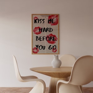 Kiss Me Hard Lips Poster: 70s Retro Red Wall Art (digital Download) - Etsy