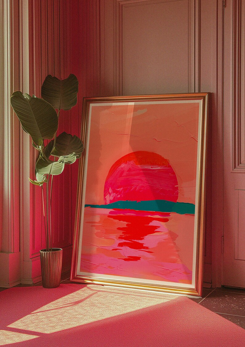 Red Sunset Poster: Psychedelic Y2K Wall Art (digital Download) - Etsy