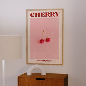 Cherry Poster, Retro Poster, 70s Poster, Red Wall Art, Psychedelic Art ...