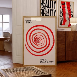 Red Wall Art, 70s Print, Dopamine Decor, Typography Print, Trendy Wall ...