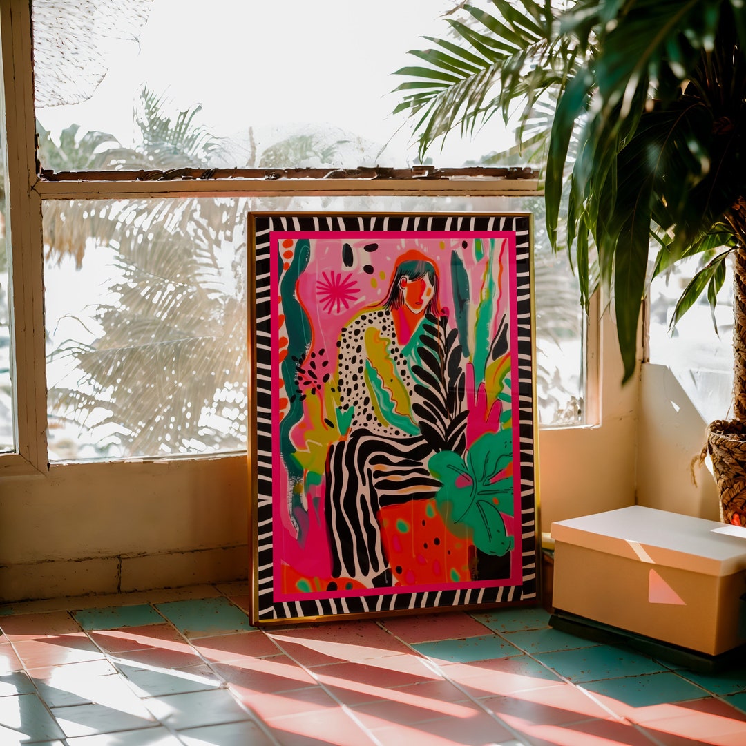 Red Wall Art , Maximalist Wall Art, Dopamine Decor, Woman Poster ...