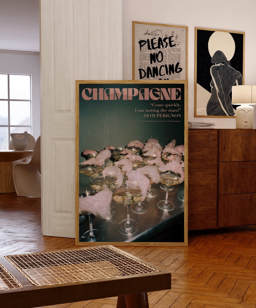 Champagne Poster: 70s Retro Bar Cart Print (digital Download) - Etsy