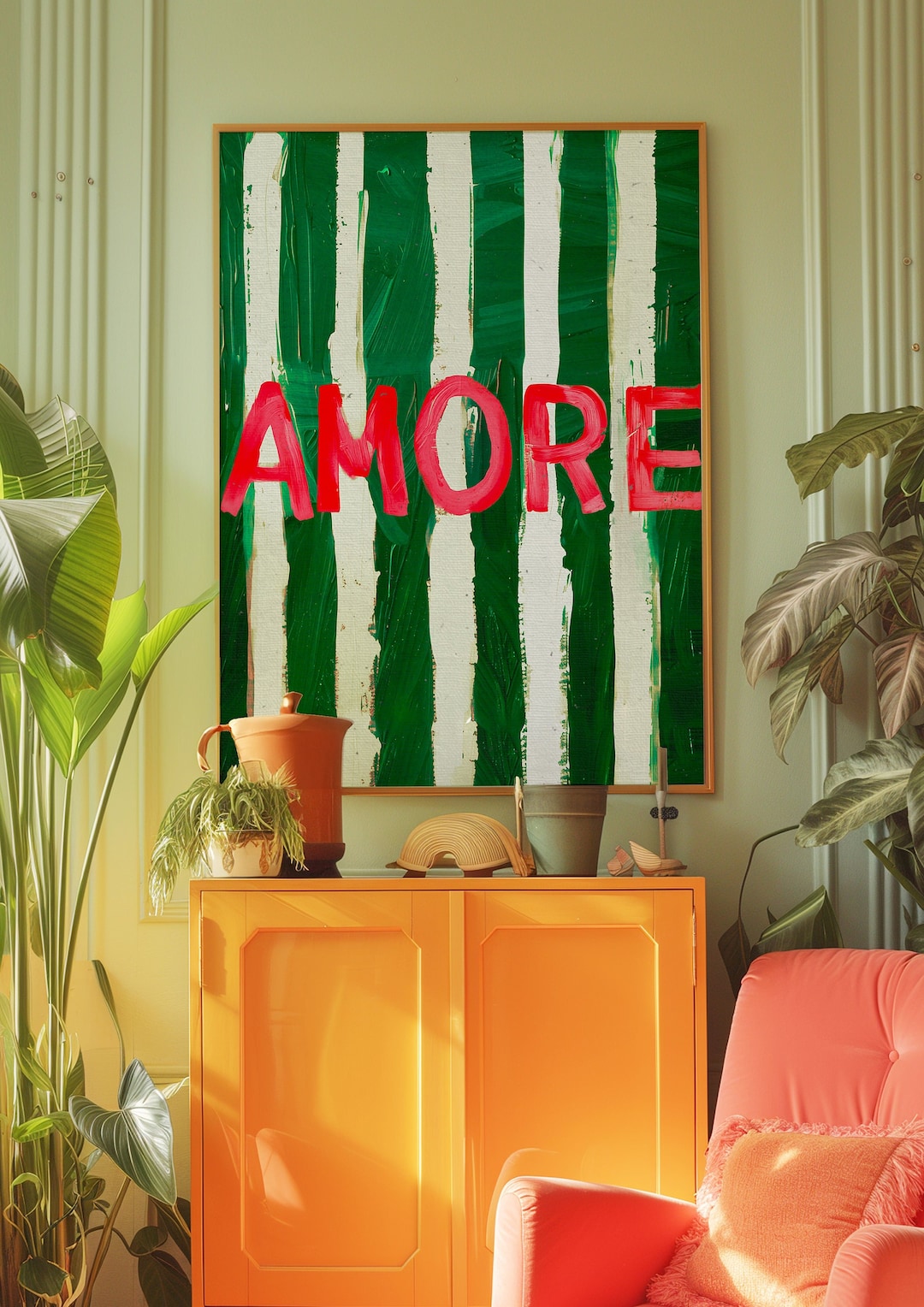 Typography Poster, Green Wall Art, Stripe Print, Kitchen Wall Decor ...