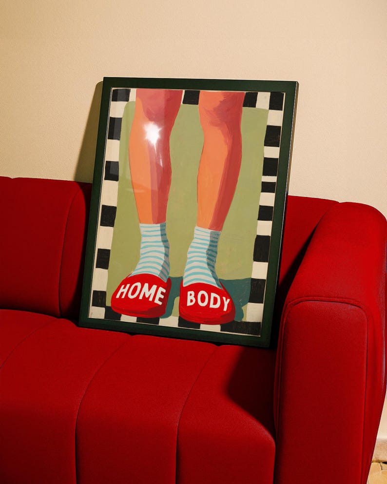 Home Body Art Print: Cozy Slippers, Self Care Decor - Etsy