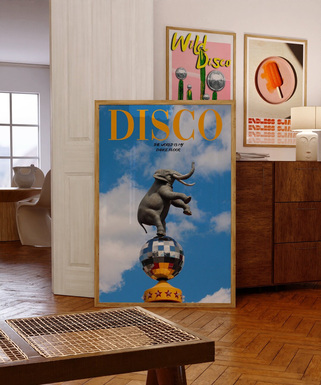 70s Disco Elephant Print: Retro Psychedelic Wall Art (digital Download ...