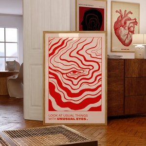 Red Wall Art, Print Set of 3, 70s Wall Art, Affirmation Print ...