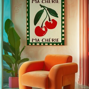 Cherry 'ma Chérie' Poster: Retro Kitchen Wall Art - Etsy