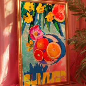 Verano Poster, 70s Wall Print, Orange Wall Art, Kitchen Poster, Summer ...