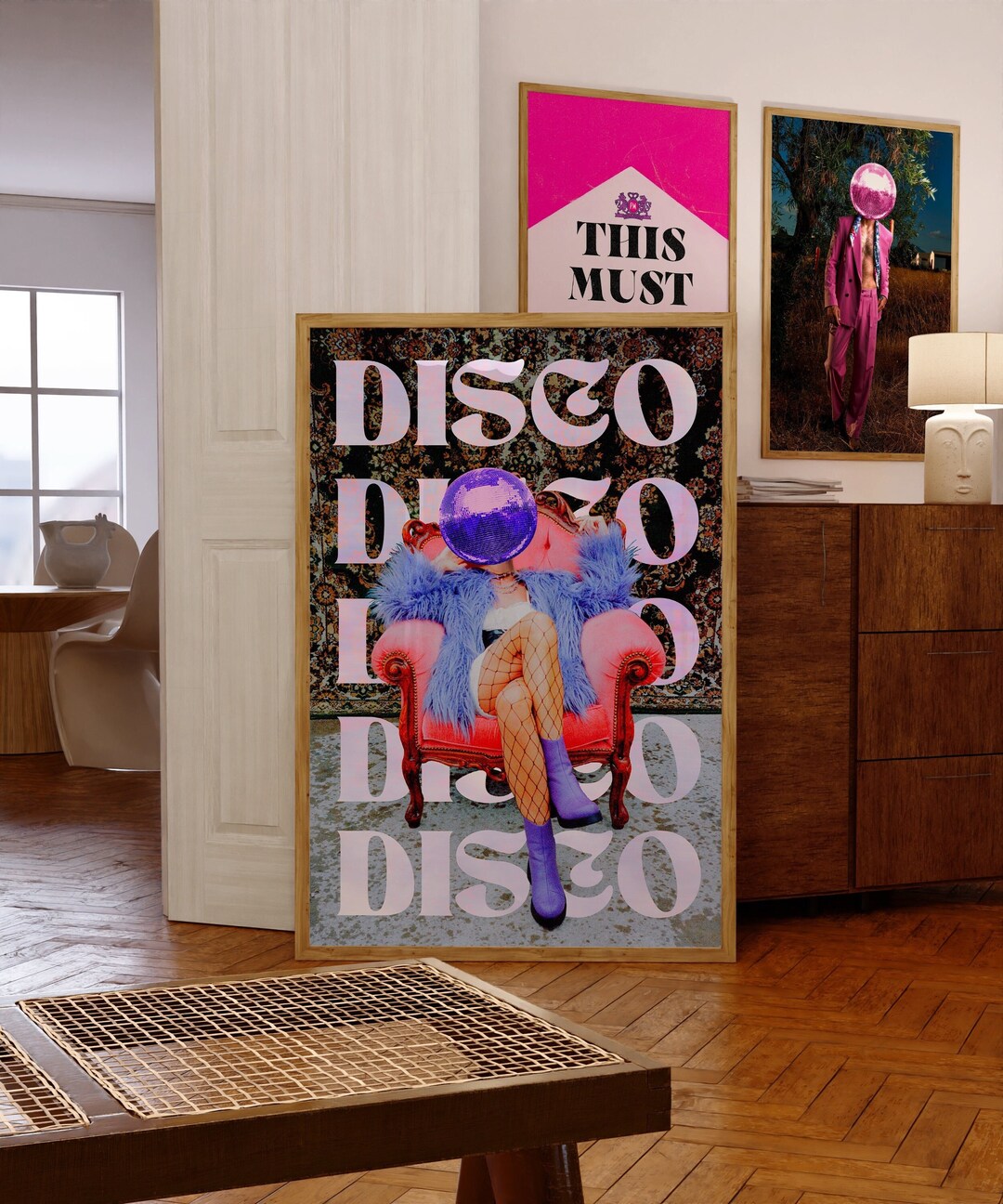 Party Poster, Magazine Poster, 70s Wall Print, Pink Wall Art, Disco ...