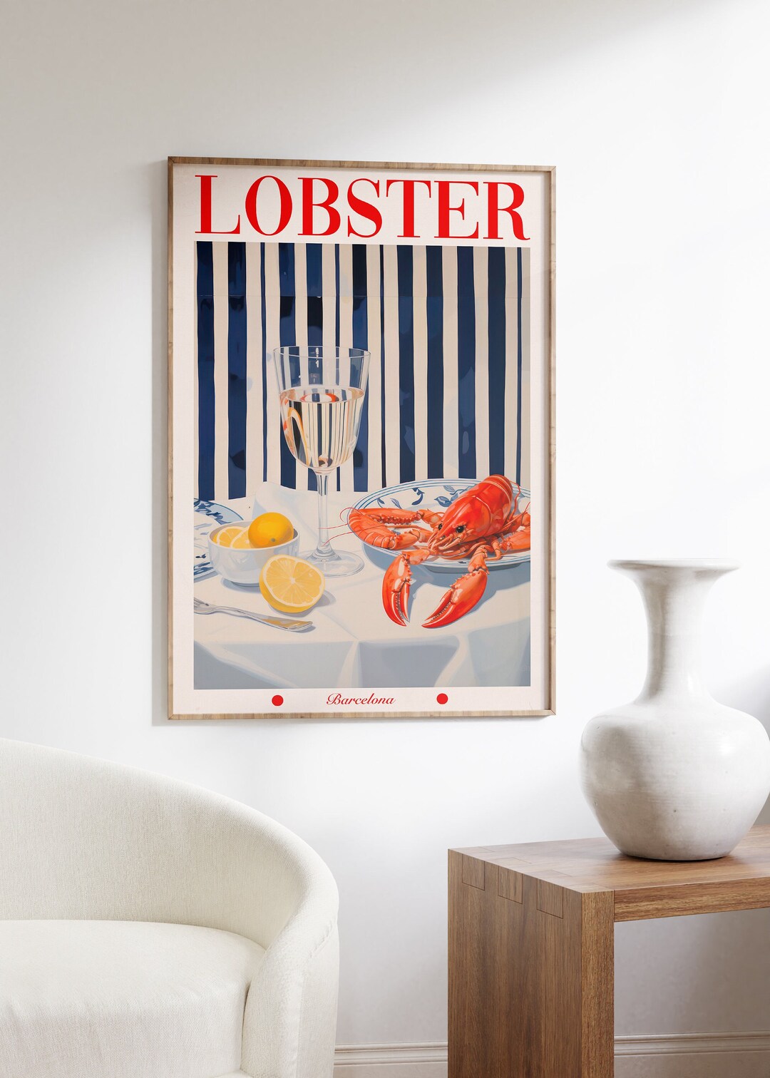 Lobster Poster, 70s Poster, Food Print, Red Wall Art, Kitchen Wall Art ...