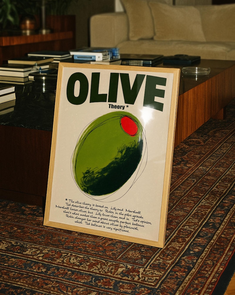 Olive Theory Print: Minimal Olive Poster, TV Inspired Wall Art, Modern ...