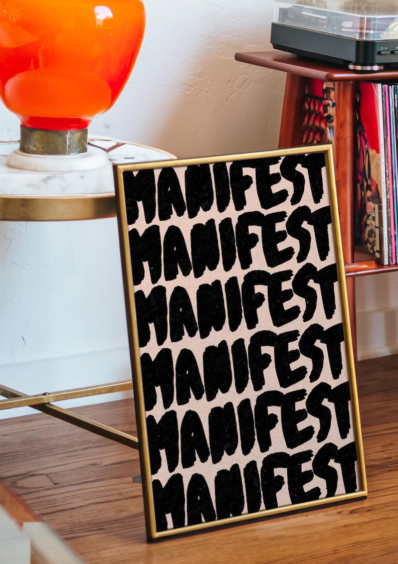 Manifest Typography Poster: Black Ink Wall Art - Etsy